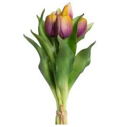 Kunstblume BOTANIC-HAUS "Willa", bunt (mauve, gelb), B:16cm H:32cm T:16cm, Kunstpflanzen, Tulpenbündel im 7er-Set