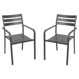 Stapelstuhl Garden Pleasure "TREVISO", grau (anthrazit, anthrazit), B:55cm H:88cm T:63cm, Aluminium, Stühle, 2er Set