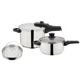 Schnellkochtopf GSW "System RAPID", silber (silberfarben), Ø:22cm, Töpfe, Dampfkochtopf zum Bio-/Schnellgaren, 2 Garstufen, Induktion