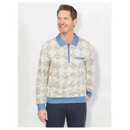 Poloshirt Marco Donati "Langarm-Poloshirt", Herren, Gr. 52/54, blau (mittelblau, bedruckt), 100% Baumwolle, Kragen und Ärmelabschluss:95% Baumwolle, 5% Elasthan, gemustert, mehrfarbig, ohne Ausschnitt, Shirts