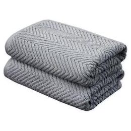 Handtuch Set Framsohn FROTTIER "Ocean Bio", blau (rauchblau, blau, silberblau), B:50cm L:100cm, Frottier, Obermaterial: 100% Baumwolle, Handtücher, hergestellt in Österreich, mit Kordel, gedrehter Bauschzwirn