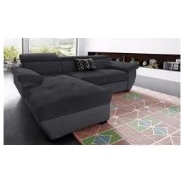 Polstergarnitur COTTA "Speedway L-Form", schwarz (schwarz, schwarz,), Kunstleder SOFTLUX Struktur, ohne Bettfunktion,ohne Bettkasten,mit Kopfteilverstellung, Sitzmöbel-Sets, Set bestehend aus: Ecksofa mit Kopfteilverstellung & Hocker