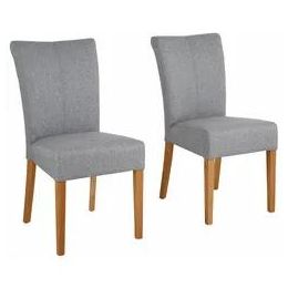 Esszimmerstuhl Home Affaire "Queen Polsterstuhl BESTSELLER", grau (grau, eichefarben), B:46cm H:93cm T:64cm, Massivholz, Stühle, verschiedene Bezüge, Gestell Massivholz