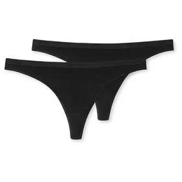 T-String Schiesser "95/5", Damen, Gr. 34, schwarz (000, schwarz), Single Jersey, Obermaterial: 95% Baumwolle, 5% Elasthan, unifarben, eng, Unterhosen, mit besonders flachen Nähten
