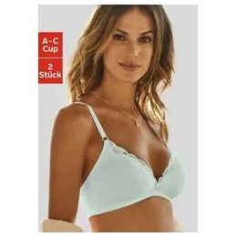 Bralette-BH Petite Fleur, Damen, Gr. 75, Cup C, gr&uuml;n (mint, wei&szlig;), Spitze, Obermaterial: 90% Baumwolle, 5% Elasthan, 5% Polyamid, BHs BH BH-Set Teenie-BH W&auml;sche, ohne B&uuml;gel aus Baumwolle mit Spitze