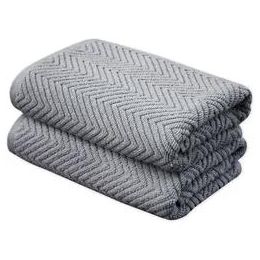 Badetücher Framsohn FROTTIER "Ocean Bio Duschtücher", blau (rauchblau, blau, silberblau), B:75cm L:150cm, Frottier, Obermaterial: 100% Baumwolle, Handtücher, hergestellt in Österreich, mit Kordel, gedrehter Bauschzwirn