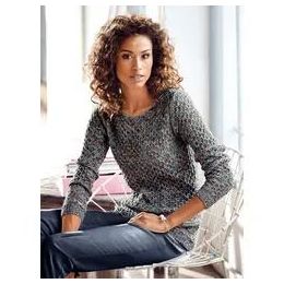 Rundhalspullover Inspirationen "Pullover", Damen, Gr. 46, schwarz (schwarz, gemustert), 45% Polyacryl, 43% Baumwolle, 12% Polyester, gemustert, mehrfarbig, figurbetont, Pullover