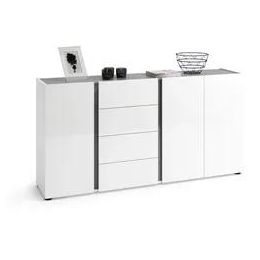 Sideboard Inosign "Atrium", weiß (weiß hgl, weiß hgl, anthrazit matt), B:180 H:92 T:40, Spanplatte, Sideboards