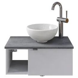 Waschtisch SAPHIR "Serie 6915 Waschschale mit Unterschrank für Gästebad, Gäste WC", weiß (weiß glanz, oxid dunkelgrau, weiß glanz), B:61cm H:39,8cm T:35cm, Waschtische, 61 cm breit, 1 Tür, offenes Fach, kleine Bäder, ohne Armatur
