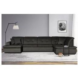 Wohnlandschaft Inosign "BRISBANE NEU U-Form", grau (anthrazit), B:380cm H:83cm T:202cm, 100% Polyester, Sofas, mit feiner Steppung, Matten-Optik, incl. Zierkissen