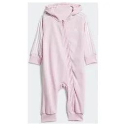 Overall Adidas SPORTSWEAR "I 3S FT ONESIE", Kinder, Gr. 98, pink (clear pink, weiß), Obermaterial: 70% Baumwolle, 30% Polyester, sportlich, Overalls