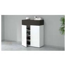 Schuhschrank Inosign "Savona", weiß (weiß hg, zement), B:76cm H:100cm T:35cm, Spanplatte, Schränke