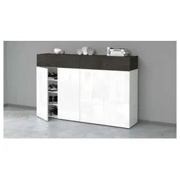 Schuhschrank Inosign "Savona", weiß (weiß hg, zement), B:152cm H:100cm T:35cm, Spanplatte, Schränke