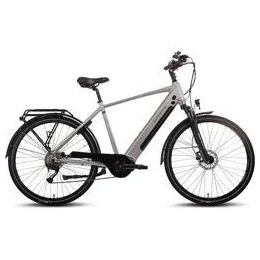 E-Bike SAXONETTE "Saxonette Deluxe Sport (Diamant)" Gr. 48, silber (silberfarben, schwarz), Elektrofahrräder, 48cm, 28 Zoll (71,12cm), Pedelec, Elektrofahrrad für Damen u. Herren