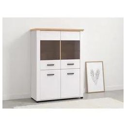 Vitrine Home Affaire "Valencia", braun (opaque weiß, artisan eiche, weiß matt), B:103,5cm H:143cm T:41cm, MDF, Sicherheitsglas, Spanplatte, Schränke, 2 Türen mit 4mm-Sicherheitsglas, Breite 103,5 cm