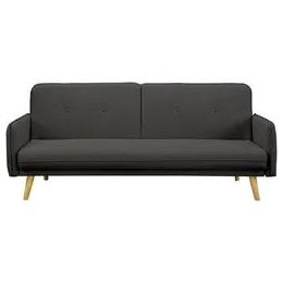 Schlafsofa Salesfever "Komfortables Linköping Schlafsofa", schwarz (dunkelgrau), B:188cm H:80cm T:85cm, Stoff (100% Polyester), Hevea Holz, Sofas, mit Knopfheftung im Rücken und Schlaffunktion, Breite 188 cm