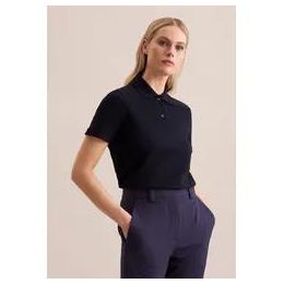 Poloshirt Seidensticker "Schwarze Rose", Damen, Gr. XL, blau (navy), 100% Baumwolle, unifarben, regular fit, Shirts, Polo Uni