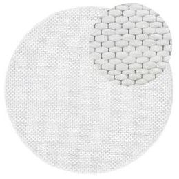 Wollteppich CarpetFine "Sina", beige (creme), H:14mm Ø:120cm, Wolle, Teppiche, grobe Struktur, Zeitloses Design, reine Wolle, Wohnzimmer