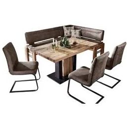 K+w Komfort & Wohnen Eckbankgruppe K+W KOMFORT & WOHNEN "Floyd", braun (braun 75, balkeneiche 437,), B:163cm H:90cm T:203cm, Sitzmöbel-Sets, Stauraum-Eckbank, wahlweise rechts oder links langer Schenkel 203cm