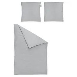 Bettwäsche Irisette "Carla in Gr. 135x200, 155x220 oder 200x200 cm", silber (silberfarben), B/L: 240cm x 220cm, 1 Stk., 2 Stk., Mako-Satin, B/L: 80cm x 80cm, 3 Stk., Mako-Satin, Obermaterial: 100% Baumwolle, Bettwäsche, Bettwäsche aus Baumwolle, Bettwäsche mit Reißverschluss