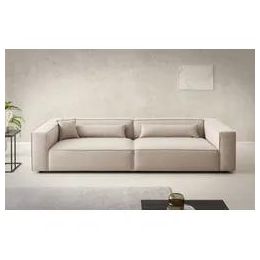 3-Sitzer "PIARA XXL, Sofa mit Kedernaht in Cord, Leinenoptik o. Strukturstoff", beige (hellbeige), B:316cm H:66cm T:136cm, 100% Polyester, LeGer Home by Lena Gercke, Sofas, schwarze Füße, bequemer Sitzkomfort, extra tiefe Sitzfläche