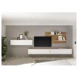 Wohnwand Inosign "City/Giron, moderne Anbauwand, Komplettset in vielen Farben verfügbar", weiß, B:400cm H:180cm T:30cm, Holzwerkstoff, Kastenmöbel-Sets, enthält drei Hängeschränke & ein Wandpaneel