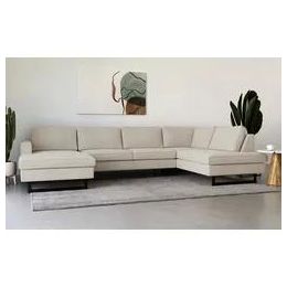 Wohnlandschaft Places of Style "Pinto, 350 cm, U-Form, XXL, mit Ottomanen", beige (cream), B:350cm H:85cm T:206cm, 92% Polyester, 8% Nylon, Sofas, Cord, Chenille, Lederoptik, mit Keder, Metallfüße, Wellenunterfederung