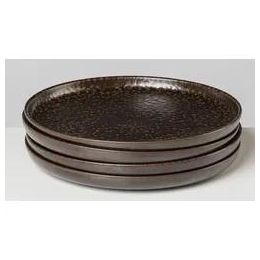 Speiseteller GIPFELSTÜCK "Glockenklang", braun (bronze), B:28cm Ø:28cm, Steinzeug, Speiseteller, Scandi-Style, glänzende Reaktivglasur, jedes Stück ein Unikat