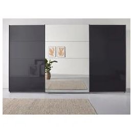 Schwebetürenschrank Rauch "Kleiderschrank Schrank Garderobe Wäscheschrank Ankleide OTELI", grau (graumetallic, effektgrau hochglanz), B:360cm H:229cm T:68cm, Holzwerkstoff, Schränke, mit Mittelspiegel, in verschiedenen Dekor- und Hochglanzfarben