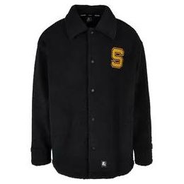 Winterjacke STARTER Black Label "Starter Black Label Herren Starter Sherpa Shirt Jacket", Herren, Gr. M, schwarz, 100% Polyester, unifarben, Klassisch, oversize, amerikanischer Ausschnitt, Jacken