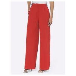 Bundfaltenhose Heine, Damen, Gr. 34, Normalgrößen, rot, 69% Polyester, 23% Viskose, 8% Elasthan, unifarben, lang, Hosen