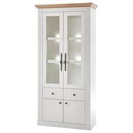Vitrine Home Affaire "Westminster BESTSELLER", weiß (pinie weiß, wotan eiche), B:97cm H:202cm T:42cm, FSC-zertifizierter Holzwerkstoff, Schränke, Vitrinenschrank, im romantischen Landhausstil