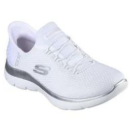 Slip-On Sneaker Skechers "SUMMITS-DIAMOND DREAM", Damen, Gr. 43, weiß, Textil, Schuhe, Schlupfschuh, Freizeitschuh mit praktischer Slip-Ins Funktion