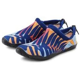 Badeschuh Lascana, Damen, Gr. 35, blau (blau, orange), Obermaterial: 100% Neopren. Futter: 100% Neopren. Decksohle: 100% Neopren. Laufsohle: 100% Synthetik, gemustert, Casual, Schuhe Badeschuh, Aquaschuh, Slipper, Wasserschuh ultraleicht und schnelltrocknend VEGAN