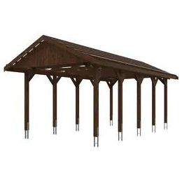 Skan Holz Einzelcarport SKANHOLZ "Wallgau", braun (nussbaum), B/H/T: 380cm x 215cm x 750cm, Carports, mit Dachlattung