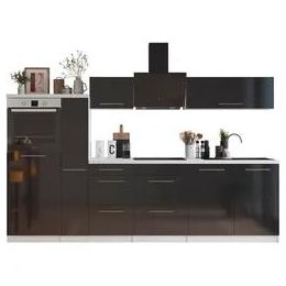 Küche respekta "Amanda", schwarz (küche: schwarz, front: schwarz, korpus: weiß, arbeitsplatte: weiß), B:300cm H:200cm T:60cm, Komplettküchen-Sets, Breite 300 cm, mit Soft-Close, in exklusiver Konfiguration für OTTO