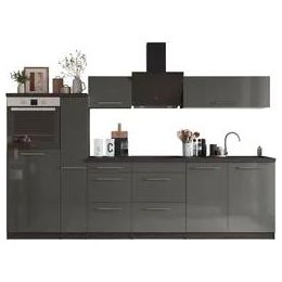 Küche respekta "Amanda", grau (küche: grau, front: grau, korpus: eiche grau nachbildung, arbeitsplatte: eiche grau nachbildung), B:300cm H:200cm T:60cm, Komplettküchen-Sets, Breite 300 cm, mit Soft-Close, in exklusiver Konfiguration für OTTO