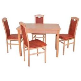 Essgruppe "5tlg. Tischgruppe", braun (buchefarben, terra, buche, nachbildung), B:44cm H:94cm T:48cm, FSC-zertifiziertes teilmassives Holz, HOFMANN LIVING AND MORE, Sitzmöbel-Sets, Stühle montiert