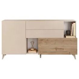 Sideboard Inosign "Monaco in Breite 181 cm, Anrichte mit Tür, Klappe und 2 Schubkästen", weiß (cashmere, eiche cadiz nb), B:181cm H:94cm T:42cm, Sideboards, Stauraumschrank – sanftes Schließen, edles Design, viel Platz