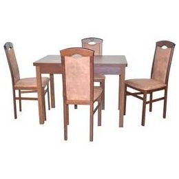 Essgruppe "5tlg. Tischgruppe", braun (nussbaumfarben, camel, nussbaum, nachbildung), B:44cm H:94cm T:48cm, FSC-zertifiziertes teilmassives Holz, HOFMANN LIVING AND MORE, Sitzmöbel-Sets, Stühle montiert