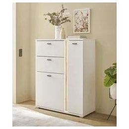 Highboard Inosign "LONG ISLAND", weiß (weiß, eiche), B:100cm H:125cm T:42cm, Holzwerkstoff, Sideboards, in moderner Trendfarbe,inklusive senkrechter Beleuchtung,Breite 100 cm