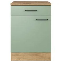 Unterschrank Flex-Well "Cara", grün (schilfgrün, artisan eiche), B:60cm H:85cm T:60cm, Holzwerkstoff, Schränke, (B x H x T) 60 x 85 x 60 cm, individuell kombinierbar