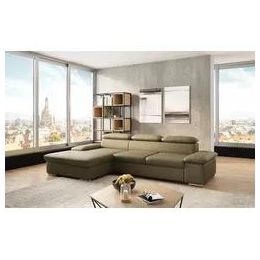 Sit & More Ecksofa SIT & MORE "Valantine L-Form, B: 286 cm", grün (olive), B:286cm H:73cm T:174cm, NaturLEDER;Spannstoff, Sofas, mit Arm- & Kopfteilverstellung, optional mit Bettfunktion