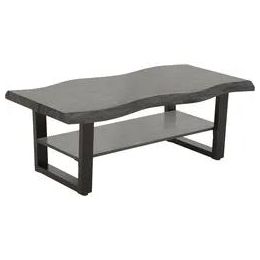 Couchtisch Hela "GABRIEL", grau (grau, schwarz, schwarz, grau), B:110cm H:42cm T:60cm, Tische, Couchtisch Eckige Couchtische Holz-Couchtische, Ablageboden; Baumkantenoptik; U-Gestell