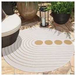 Outdoorteppich Carpet City "DUO RUG 5739", gelb, H:5mm Ø:160cm, Obermaterial: 100% Polypropylen, Teppiche, Wendeteppich Wetterfest In- & Outdoor, Balkon, Terrasse, Wohnzimmer