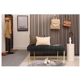 Sitzbank Kayoom "Rarity 225, Edler Touch durch goldenes Gestell", schwarz, B:100cm H:48cm T:47cm, Bezug: 100% Polyester (Samt) Gestell: Edelstahl, Sitzbänke, eckig, samtweich, gesteppt, mit Zierknöpfen, Edelstahlgestell