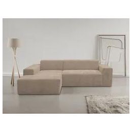 Ecksofa WERK2 "Zeus-L modern & zeitlos, Breite 253 cm, bequemes Sofa", braun (hellbraun), B:253cm H:70cm T:188cm, 100% Polyester, Sofas, Curvy Trend Ecksofa mit urbaner Optik, Topseller