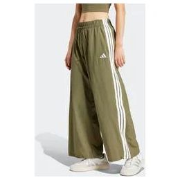 Sporthose Adidas SPORTSWEAR "W 3S WV PT", Damen, Gr. L, N-Gr, grün (olive strata, weiß), Obermaterial: 100% Polyamid, Hosen, Fallschirmhose, locker geschnitten, mit weitem Bein
