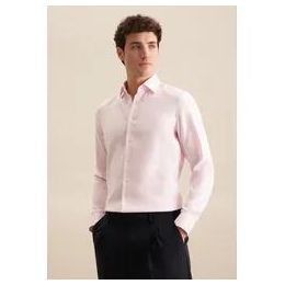 Businesshemd Seidensticker "Schwarze Rose", Herren, Gr. M39, normale Ärmellängen, rosa (rosé), 100% Baumwolle, Strukturmuster, unifarben, slim fit, 2-Knopf-Manschette, Hemden, Slim 1/1 Kentkragen Struktur