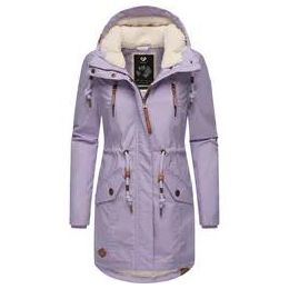 Wintermantel Ragwear "Elsie", Damen, Gr. S (36), lila (lavendel), Außenmaterial: 65% Polyester, 35% Baumwolle, Innenfutter: 100% Polyester, Wattierung: 100% Polyester, tailliert ca. Mitte Oberschenkel, Ärmel ohne Ärmelschlitz Rippstrickbündchen mit Daumenlöchern, Mäntel, stylischer Winterparka mit Kapuze und Teddyfleece
